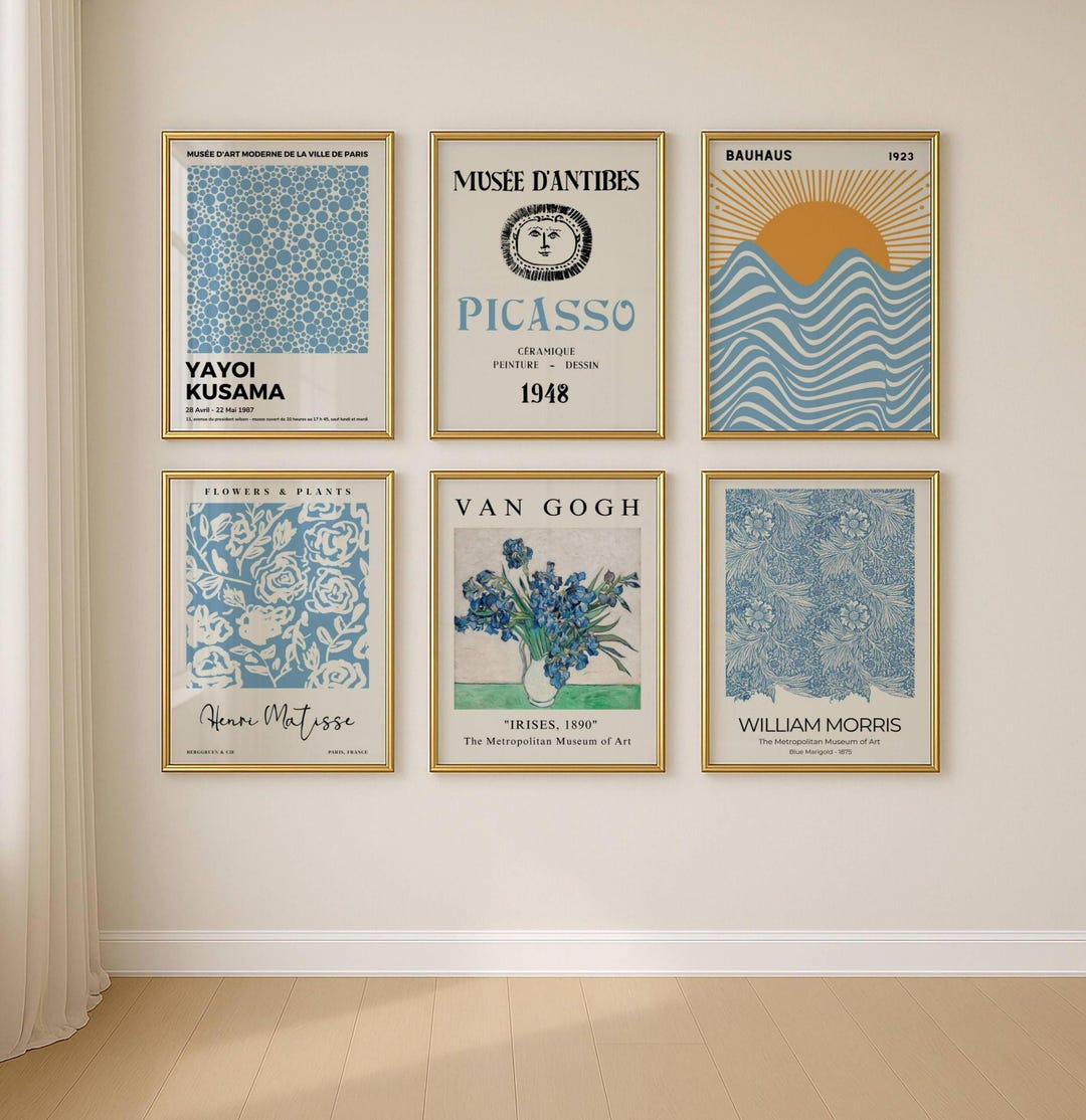 Blue Gallery Wall Art Set Trendy Posters Aesthetic Room Decor Blue ...