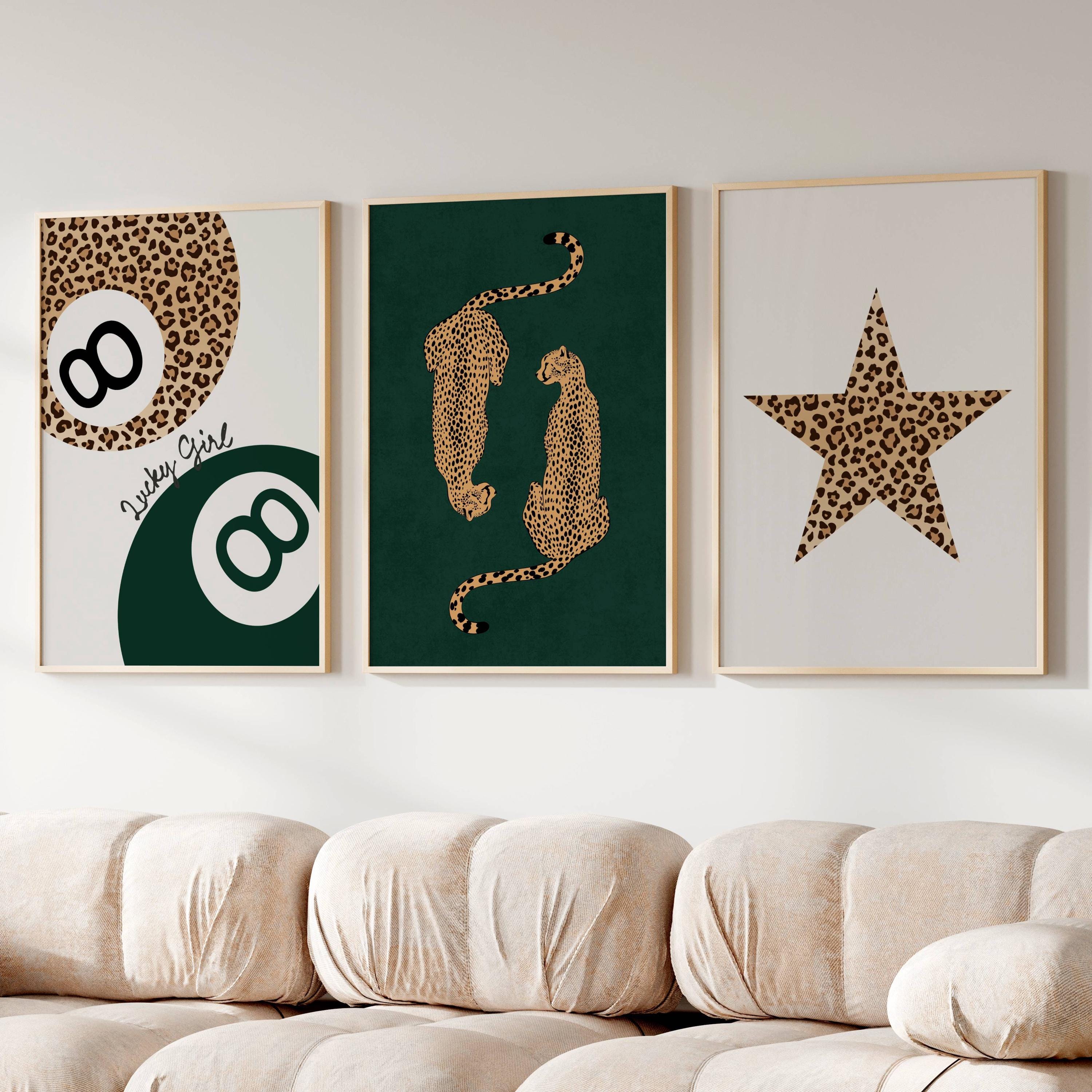 Trendy Cheetah Wall Art Green Dorm Posters Fashion Wall Art Aesthetic ...