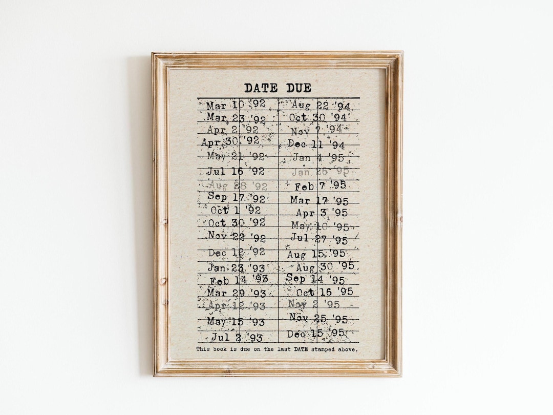 Vintage Library Card Print Book Due Date Art Retro Library Card Wall ...