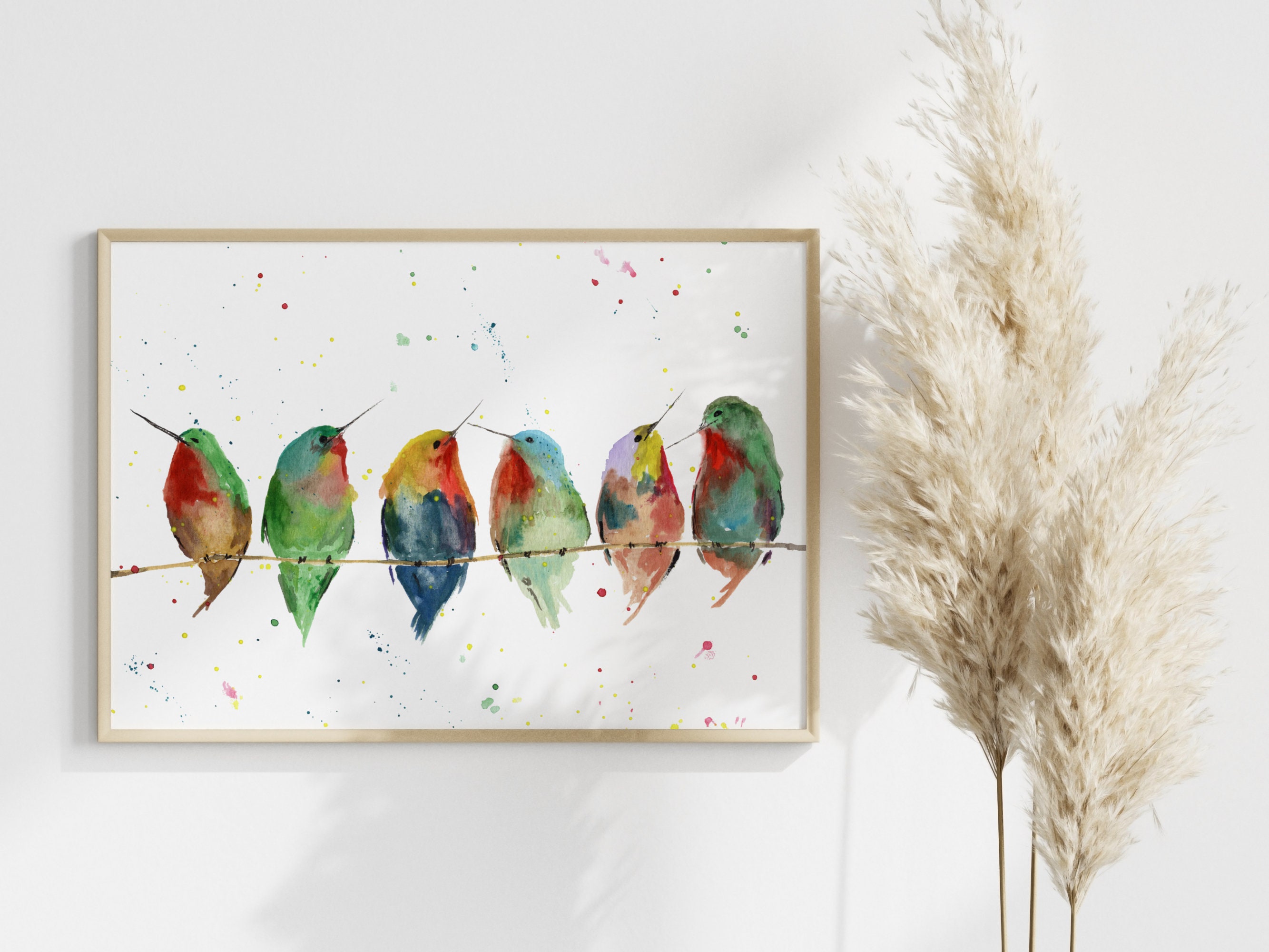 Watercolor Hummingbird Painting Hummingbird Poster - Etsy