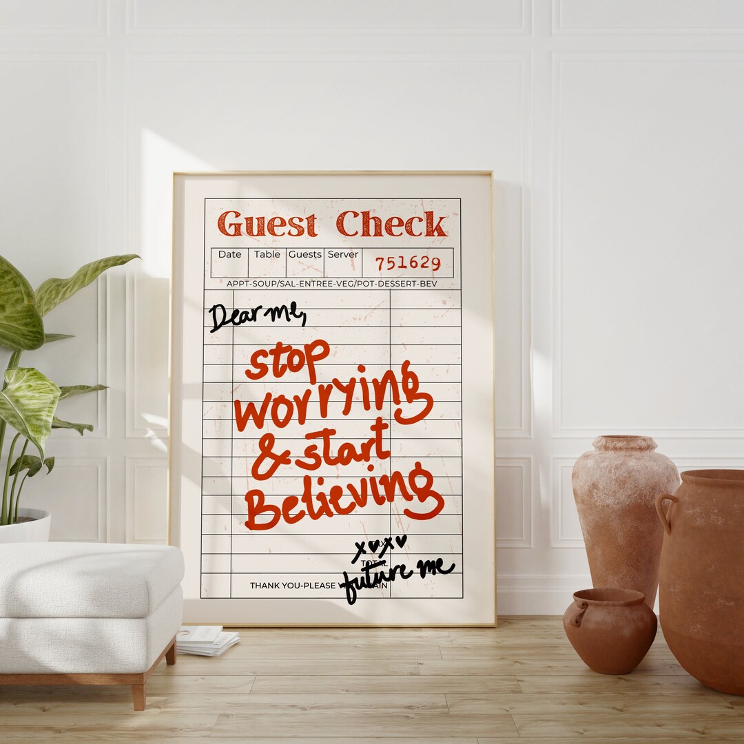 Guest Check Wall Art, Motivational Quotes, Retro Wall Art, Minimalist ...