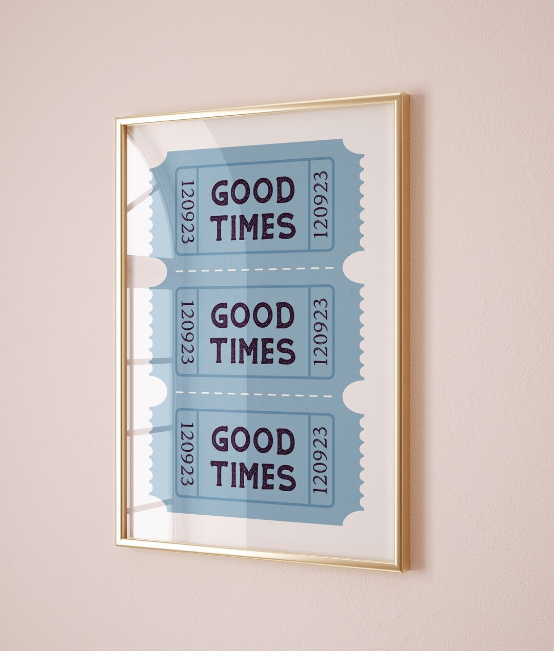 Good Times Ticket Print, Light Blue Wall Art, New Apartment Gift, Retro ...