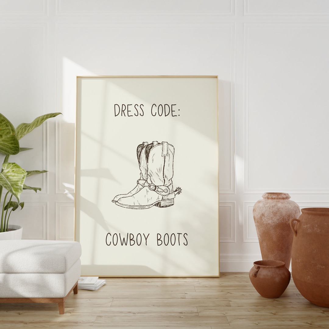 Cowboy Boots Poster Western Vintage Print Aesthetic Poster Apartment ...