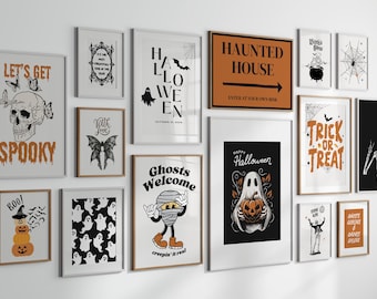 Halloween Wall Art Bundle Spooky Art Prints Fall Halloween Wall Art ...