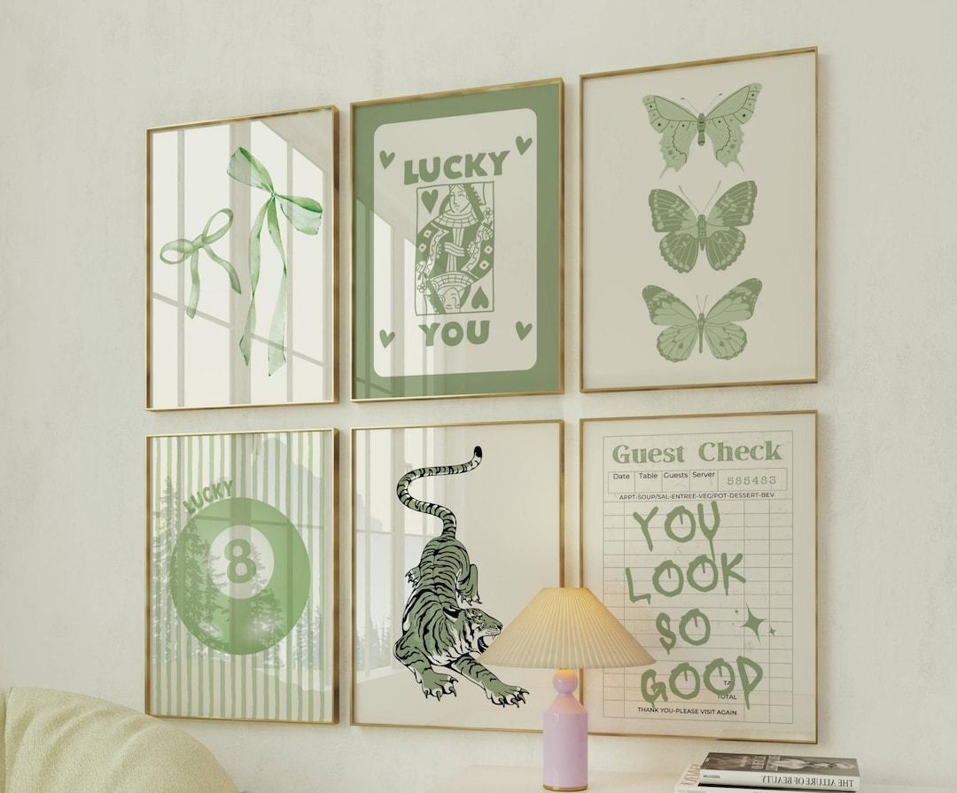 Sage Green Dorm Decor Trendy Wall Art Set Aesthetic Girly Prints ...
