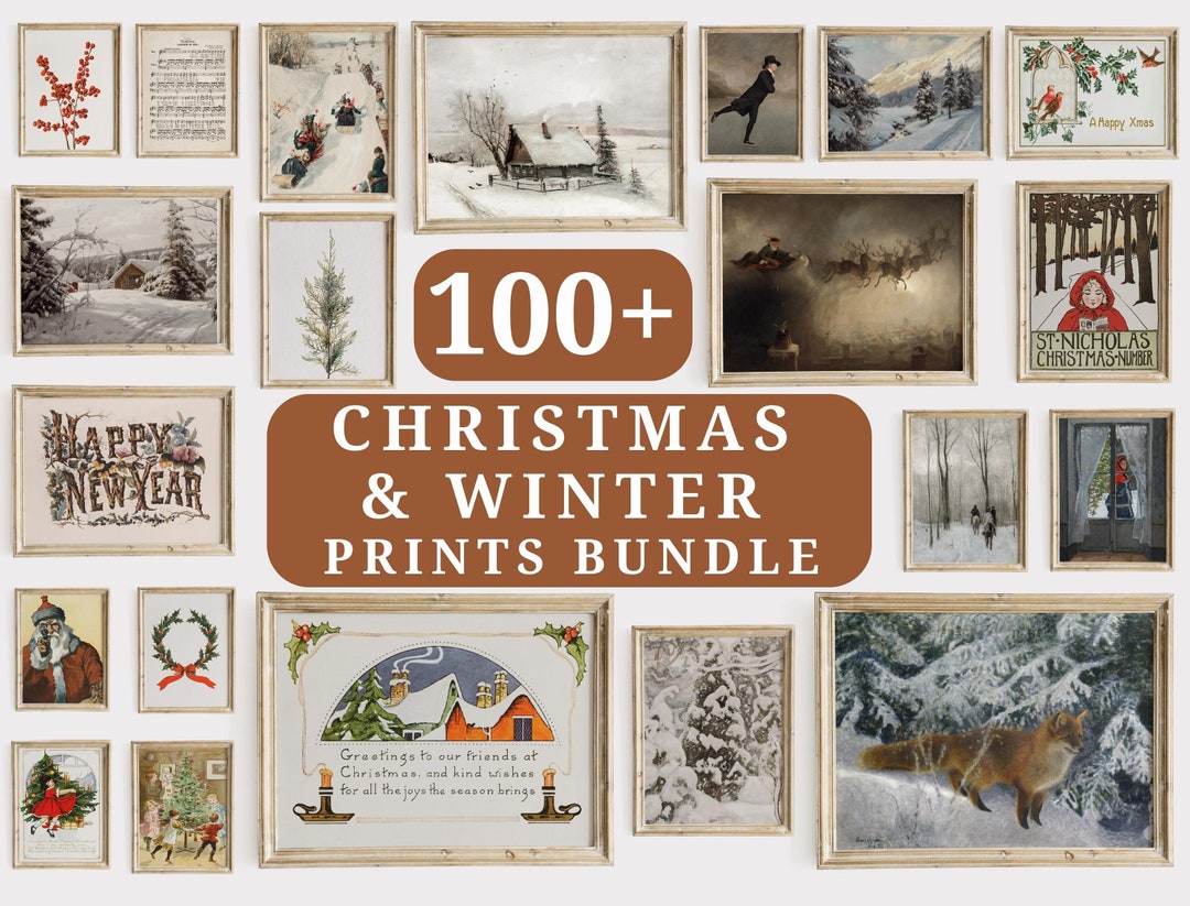 Christmas Gallery Wall Set Vintage Style Christmas Wall Art Classic ...
