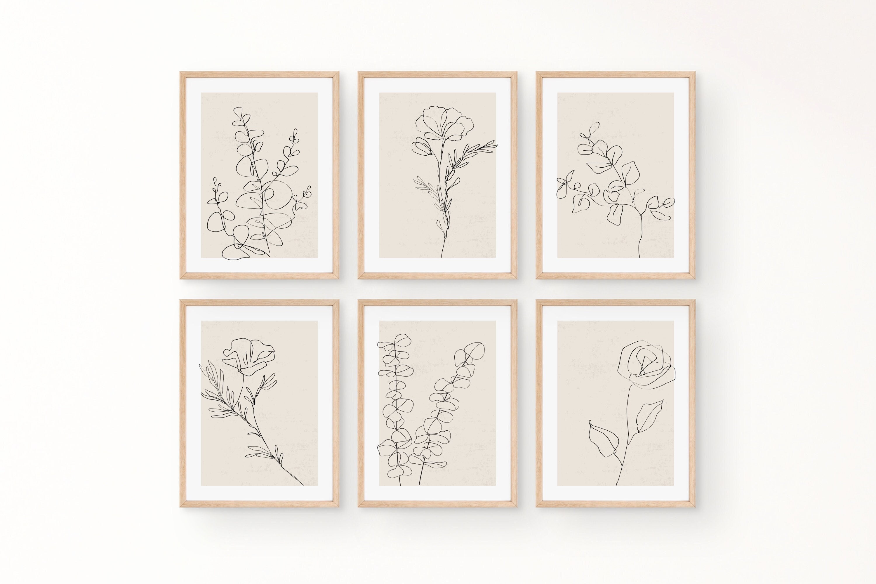 Flower Line Art Botanical Wall Prints Neutral Wall Art - Etsy