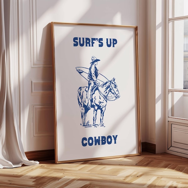 Surf Cowboy Print - Etsy