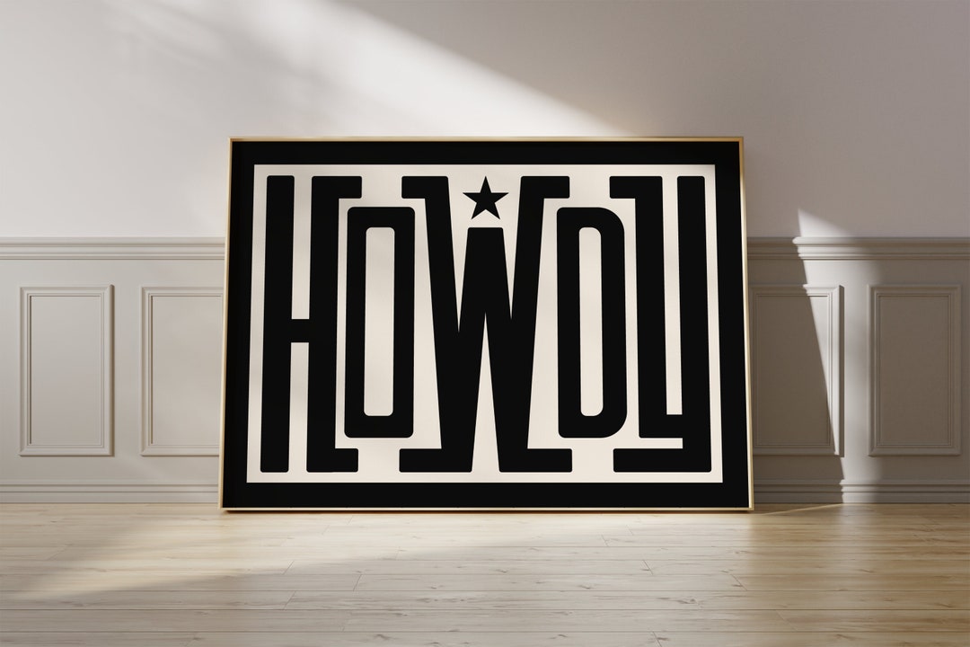Howdy Typography Print, Western Decor, Southwestern Wall Art, Farmhouse ...