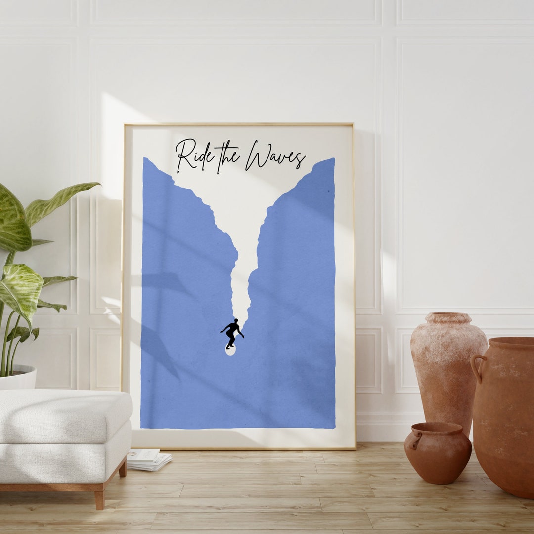 Surf Wall Art Ride the Wave Print Coastal Wall Art Apartment Decor ...