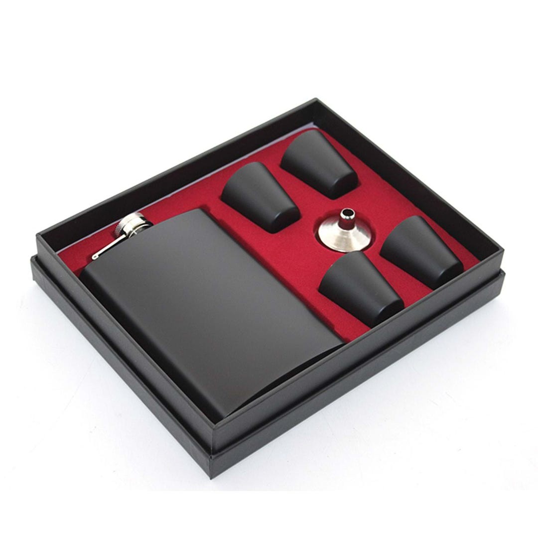 Stainless Steel 4 Shot Glass Flask Set - Etsy