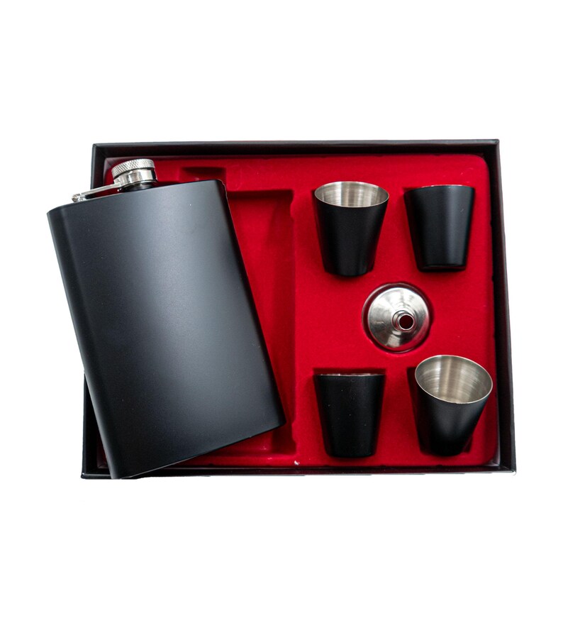 Stainless Steel 4 Shot Glass Flask Set - Etsy