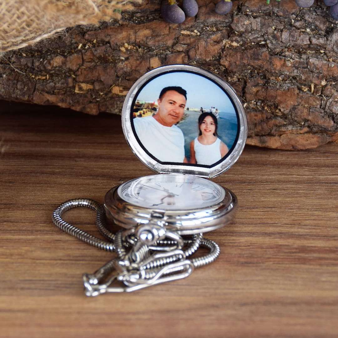 Personalized Silver Color Pocket Watch With Picture and Gift Box ...