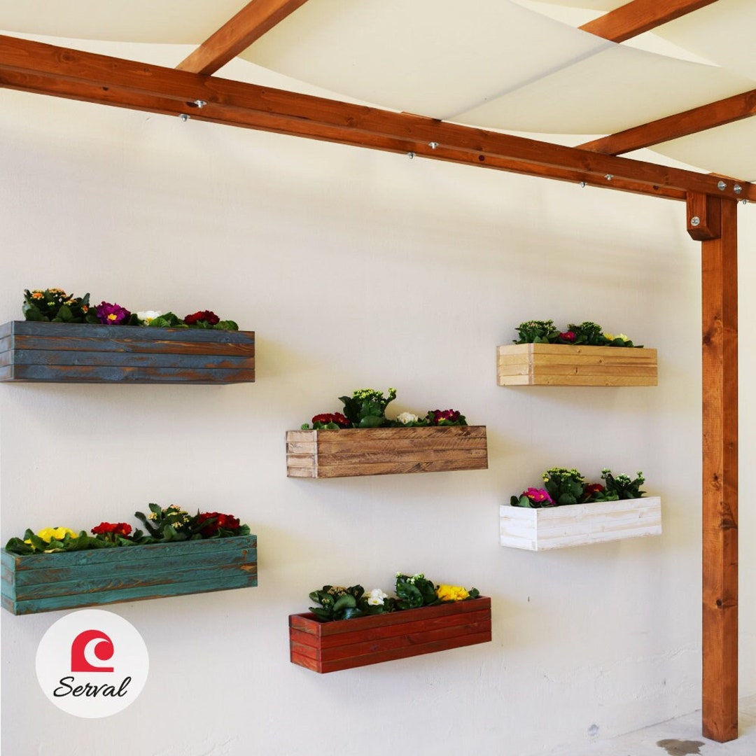 Rectangular Wall Planter in Solid Fir Wood - Etsy