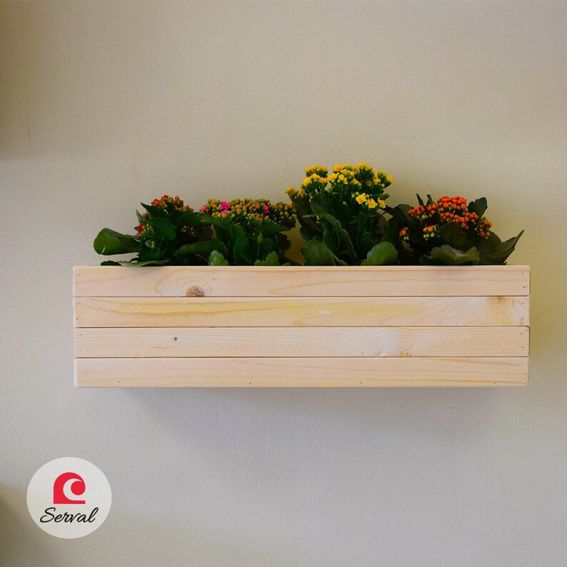 Rectangular Wall Planter in Solid Fir Wood - Etsy