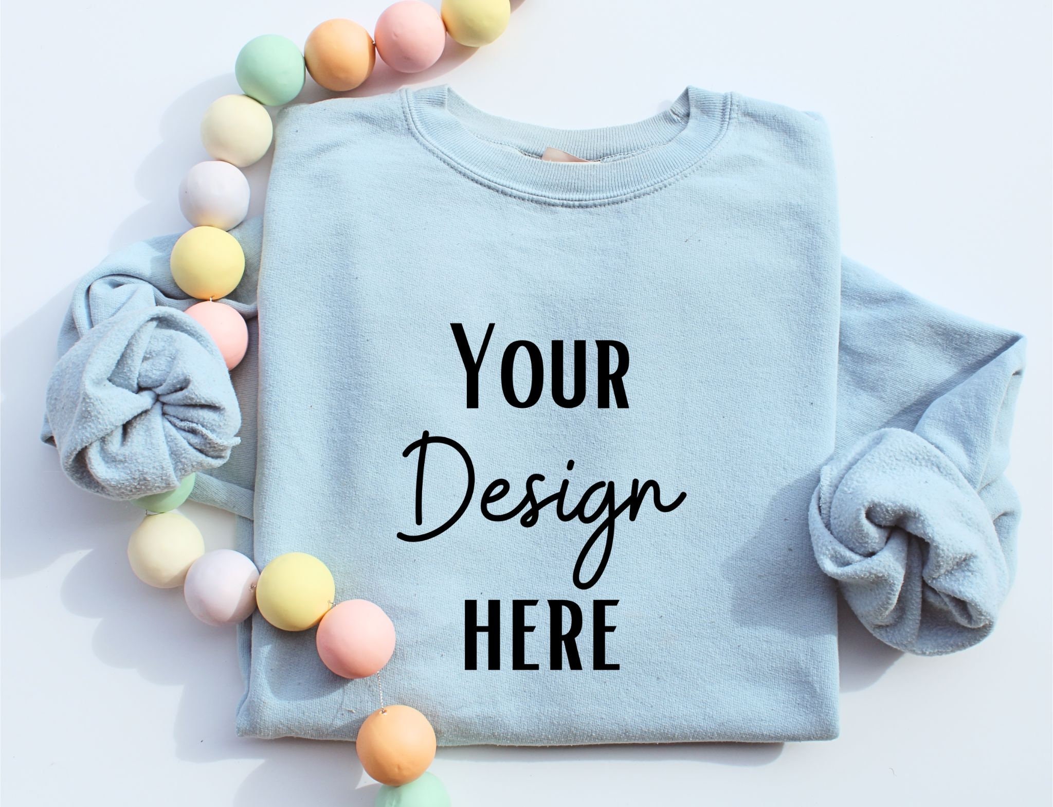 Gildan 18000 Light Blue Mock Up, Easter Sweater Mockup, Spring Crewneck ...