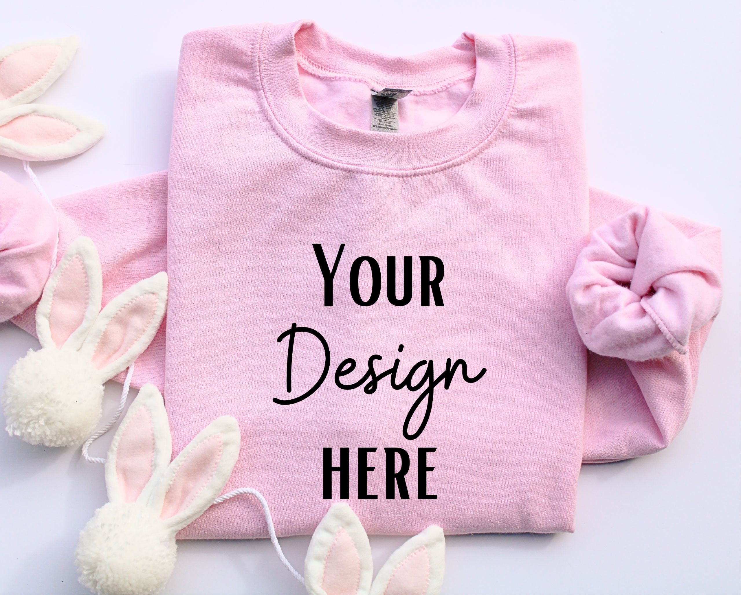 Gildan 18000 Light Pink Mock Up, Easter Sweater Mockup, Spring Crewneck ...