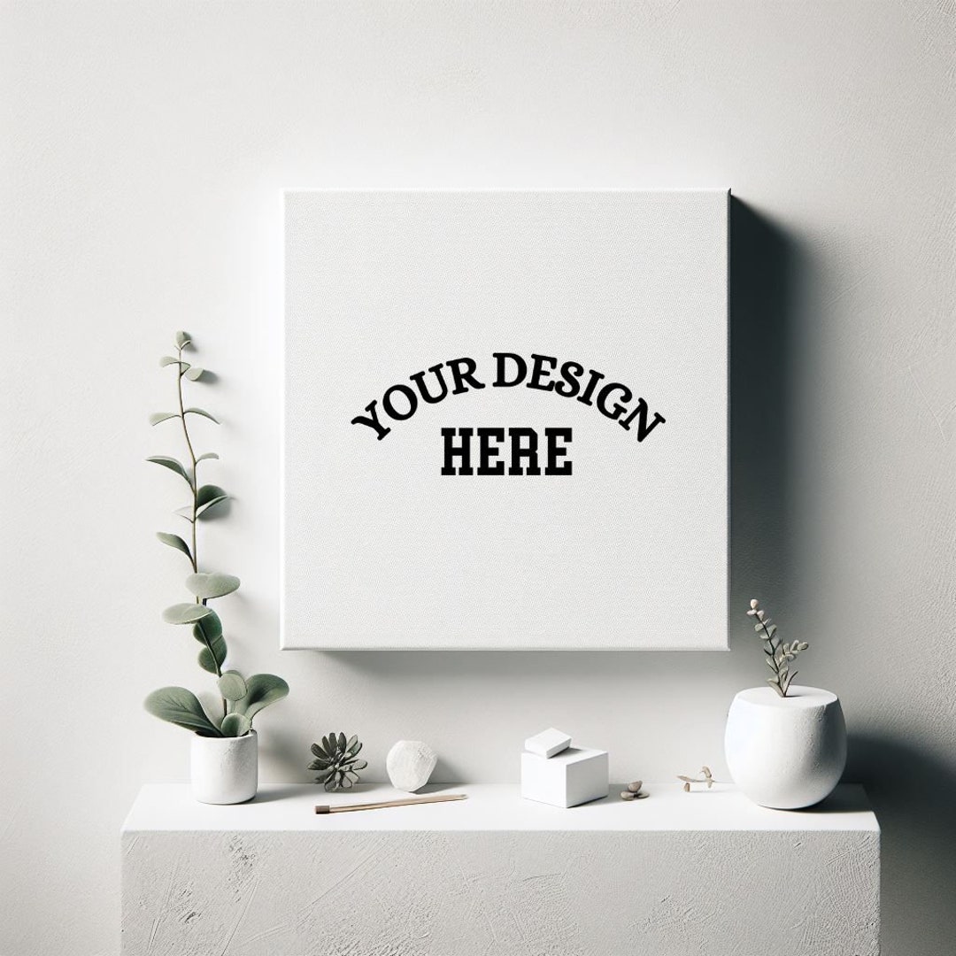 Square Canvas Mockup Display, Simple Canvas Mockup for 1x1 Artwork ...