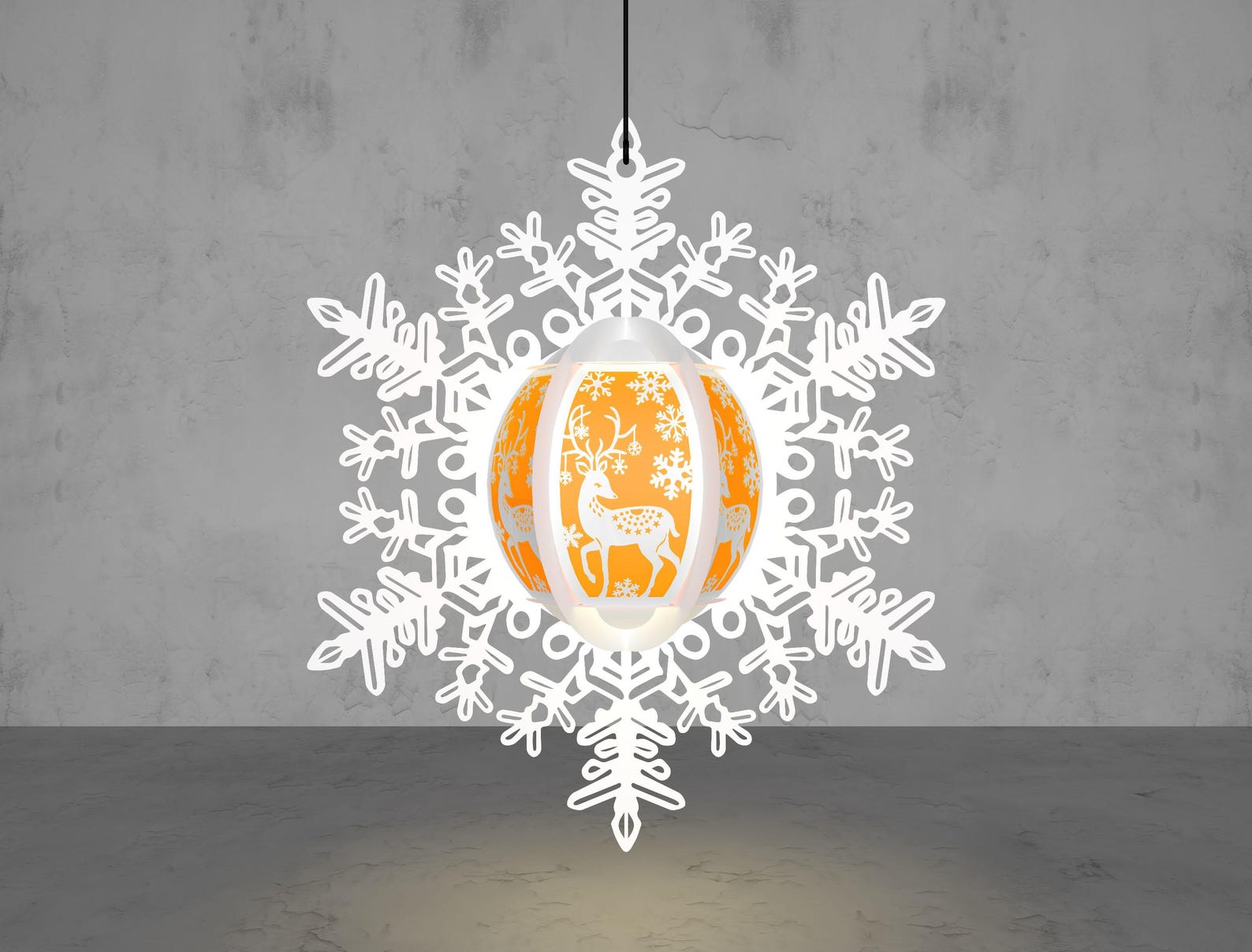 Snowflake Christmas Lantern Svg, Christmas Scene Lantern Paper Cut Svg ...