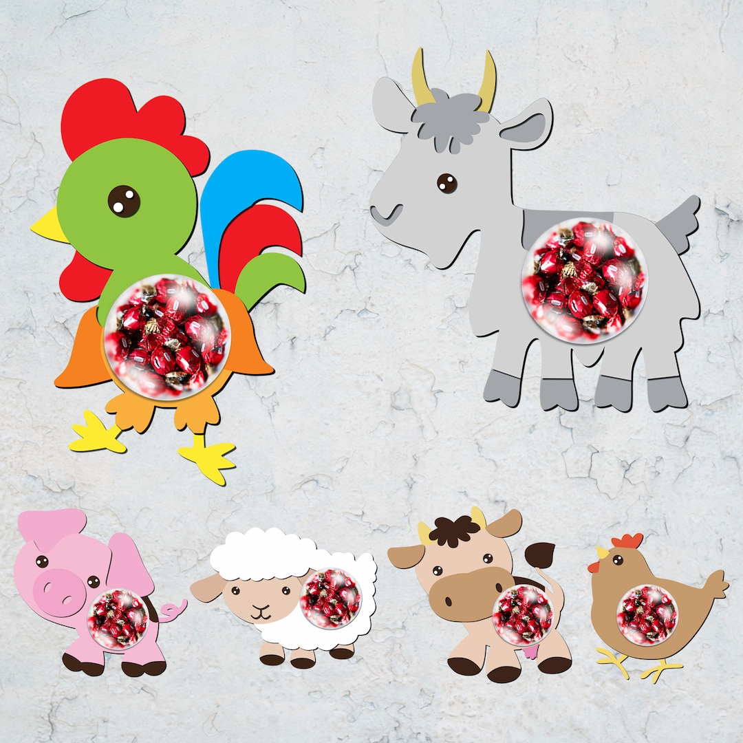 Farm Animals Candy Dome Bundle Svg, Cute Animal Chocolate Holder Svg ...