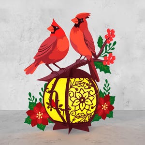 Christmas Cardinal Bird Lantern Cut File Svg, Cardinal Bird Paper Cut ...