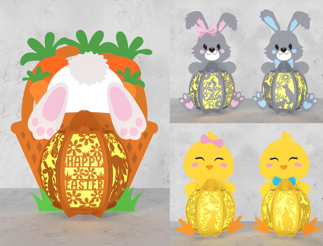 Easter's Day Bunny Lantern Lasercut File Svg, Table Standing Svg ...
