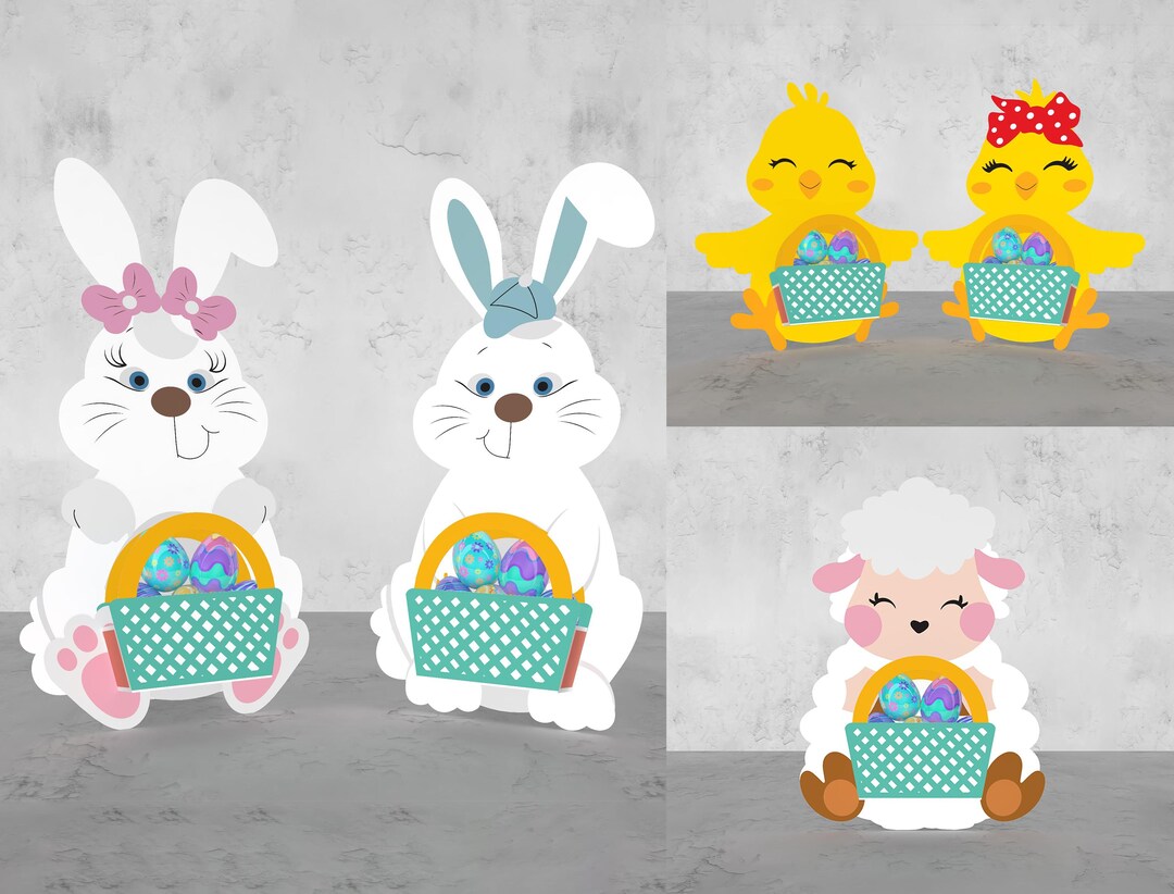 Happy Easter' Day Cute Bunny Card Easter, Bunny Easter Eggs Candy Box ...
