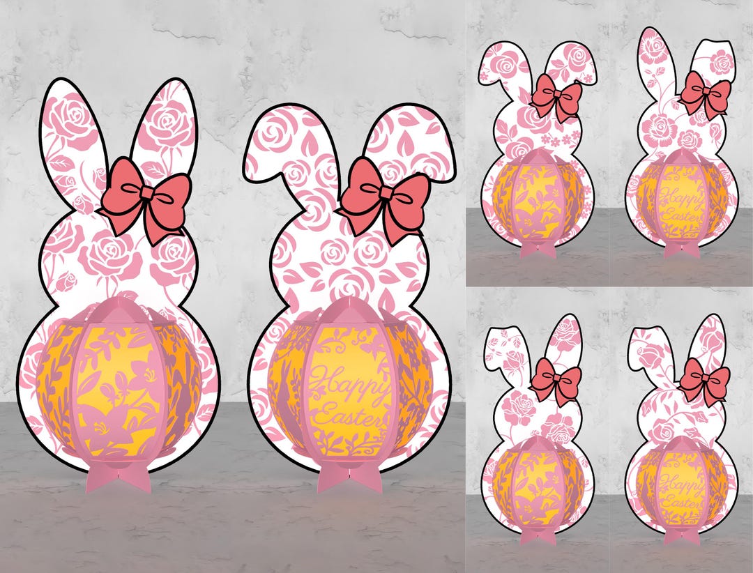 Easter Bunny Lantern, Pink Floral Bunny, Easter Gift, Easter Decor ...