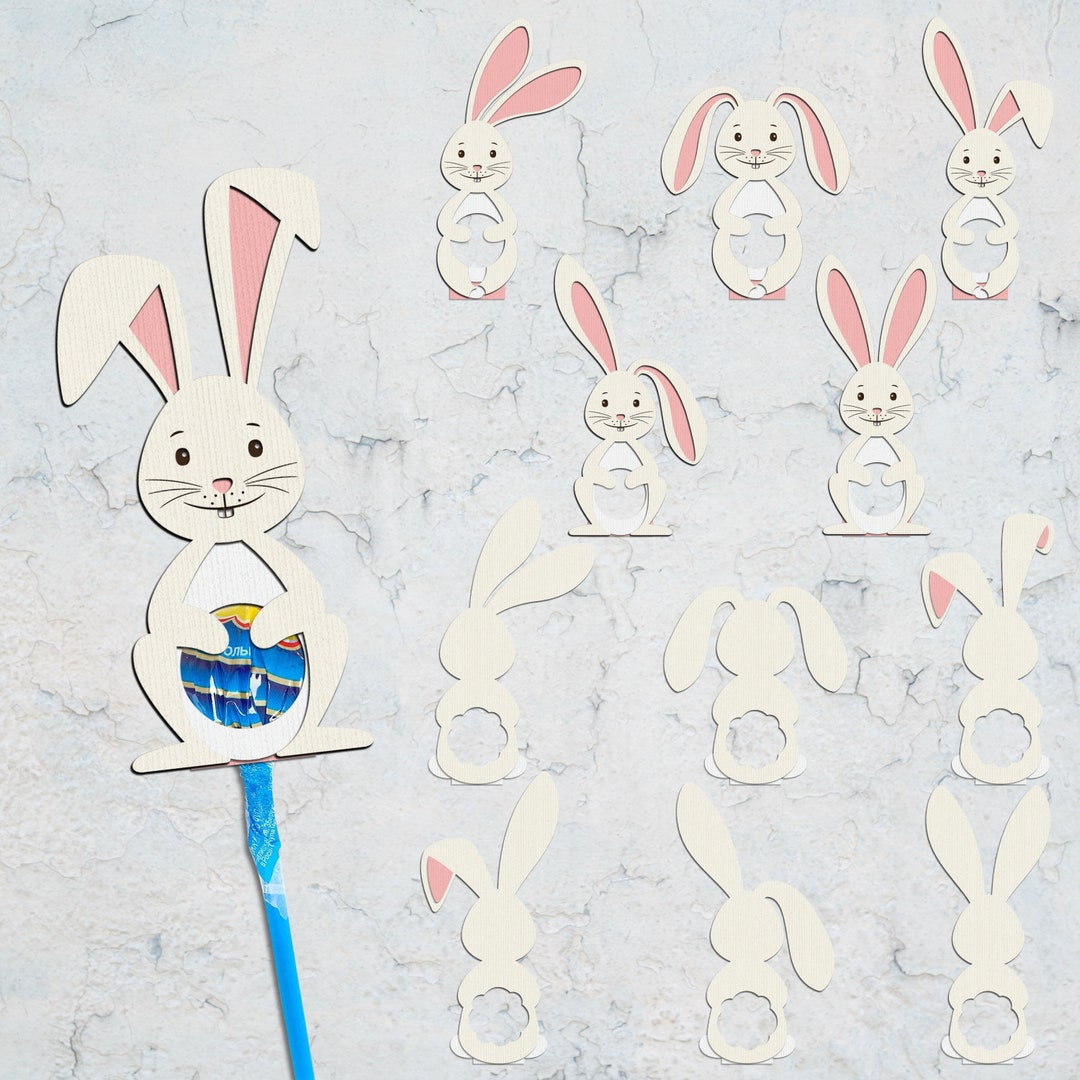 Cute Rabbit Lollipop Holder Cut File ,easter Holder Svg,cute Easter ...
