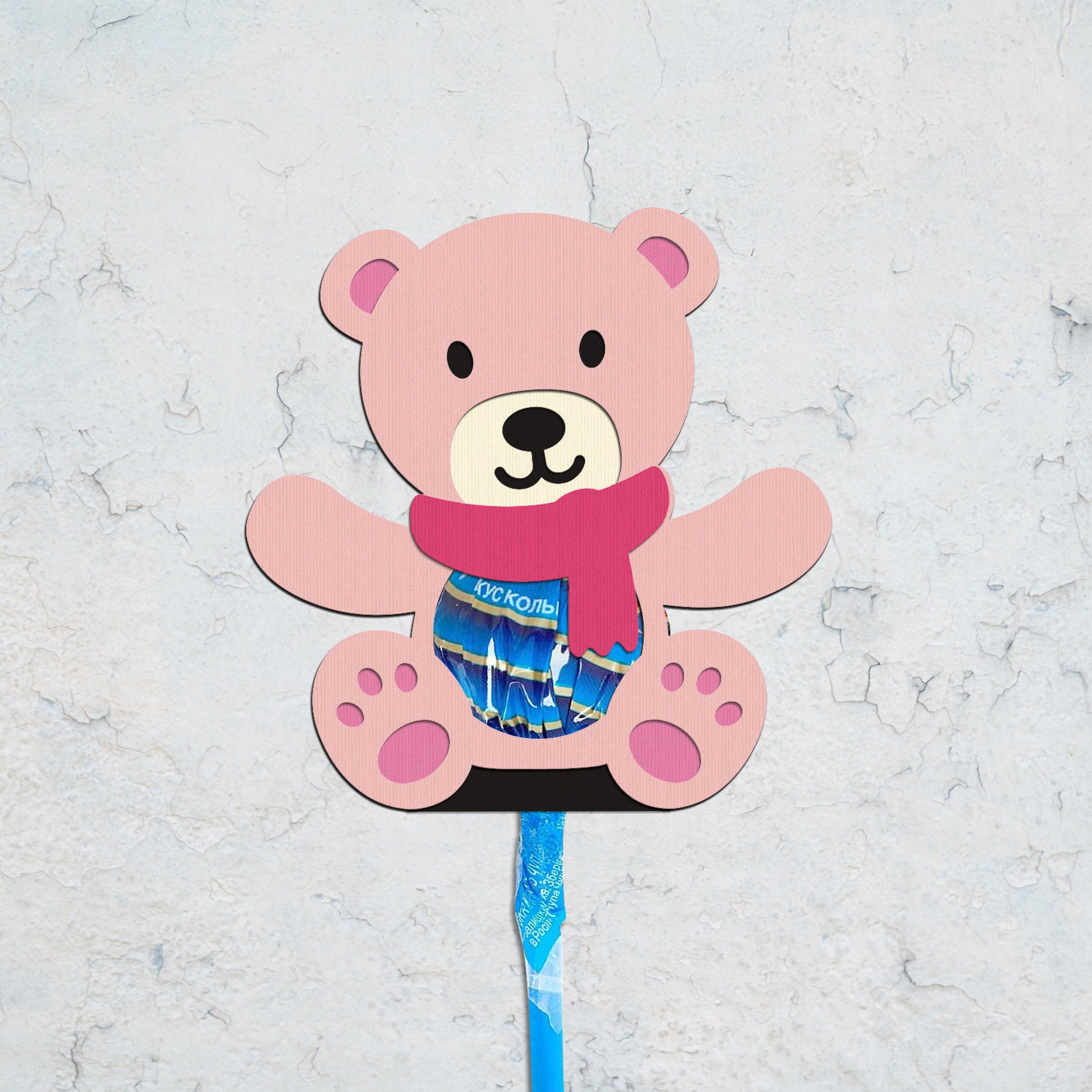 Valentine Teddy Bear Lollipop Holder Svg, Pink Bear Sucker Holder Svg ...
