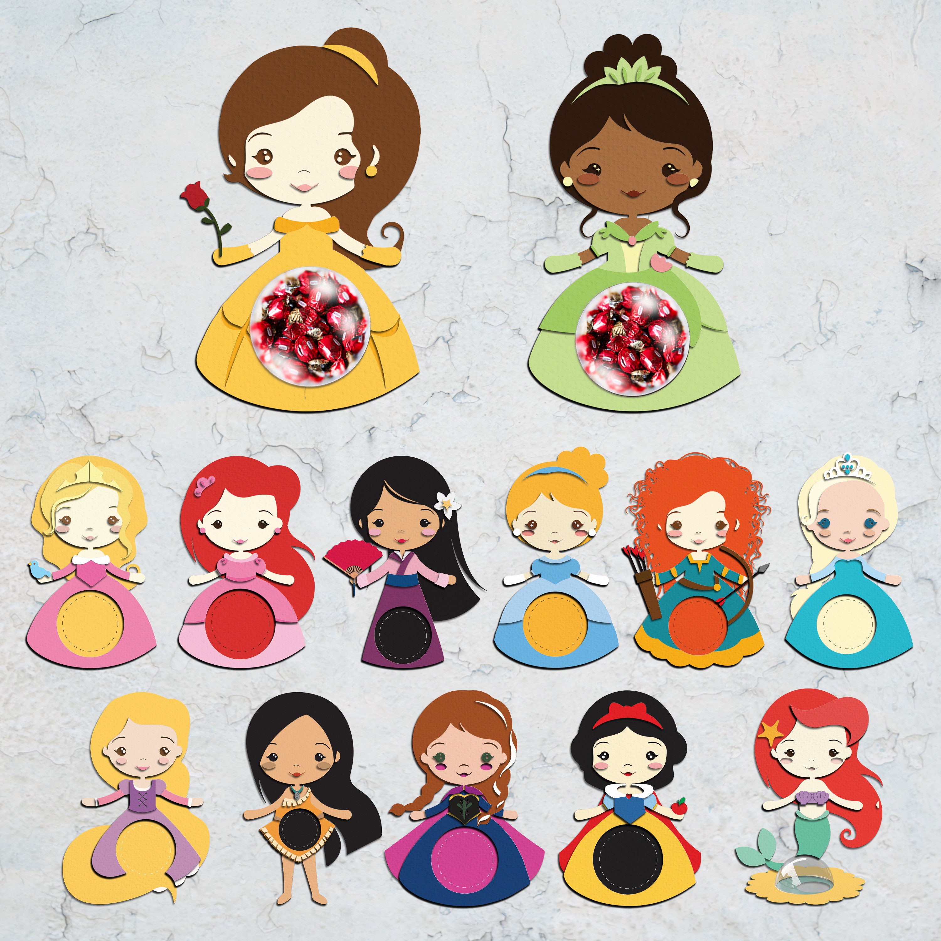 Princess Friends Candy Dome Svg, Princess Candy Ornament Svg, Chocolate ...