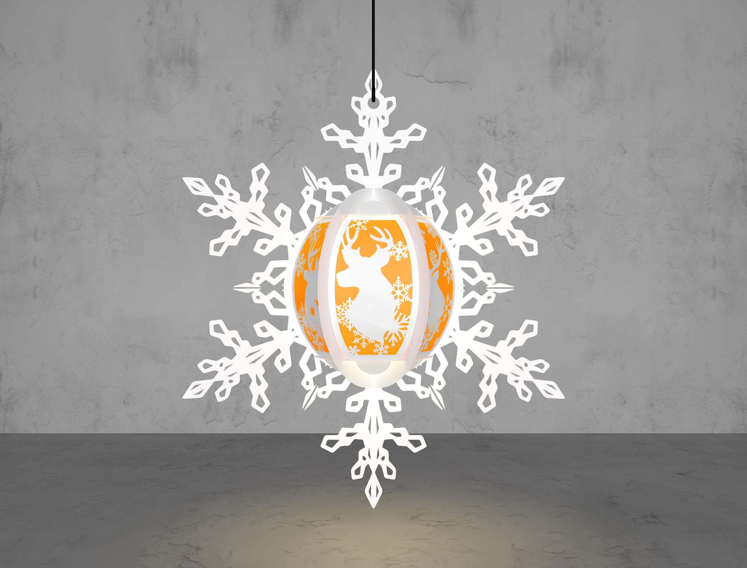 Snowflake Christmas Lantern Svg, Christmas Scene Lantern Paper Cut Svg ...
