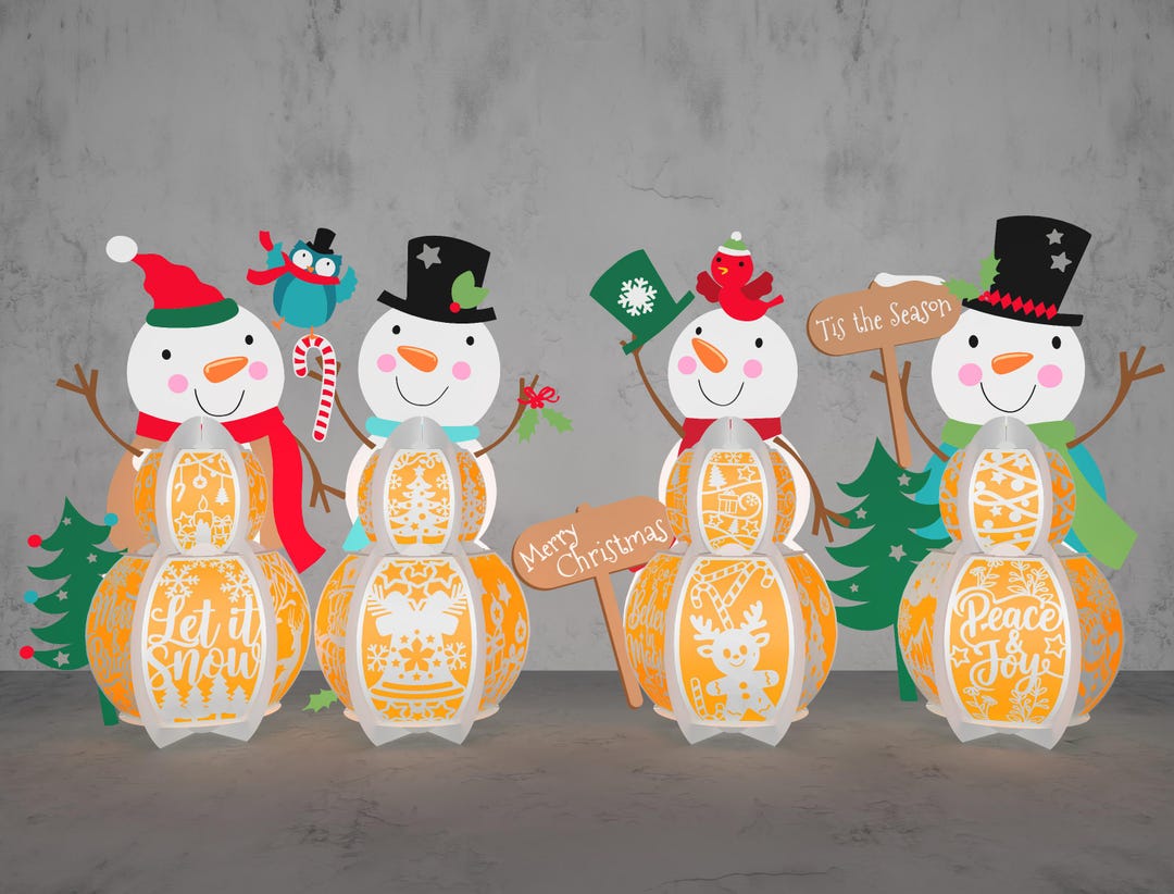 Snowman Christmas Lantern Svg,funny Christmas Paper Cut Svg,merry ...