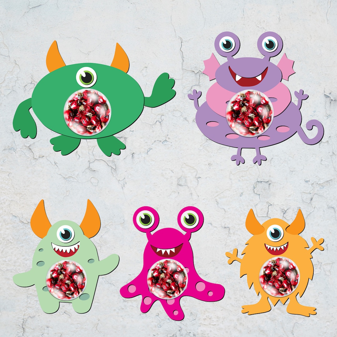 Cute Monster Candy Dome Svg, Monster Chocolate Holder Svg ,monster ...