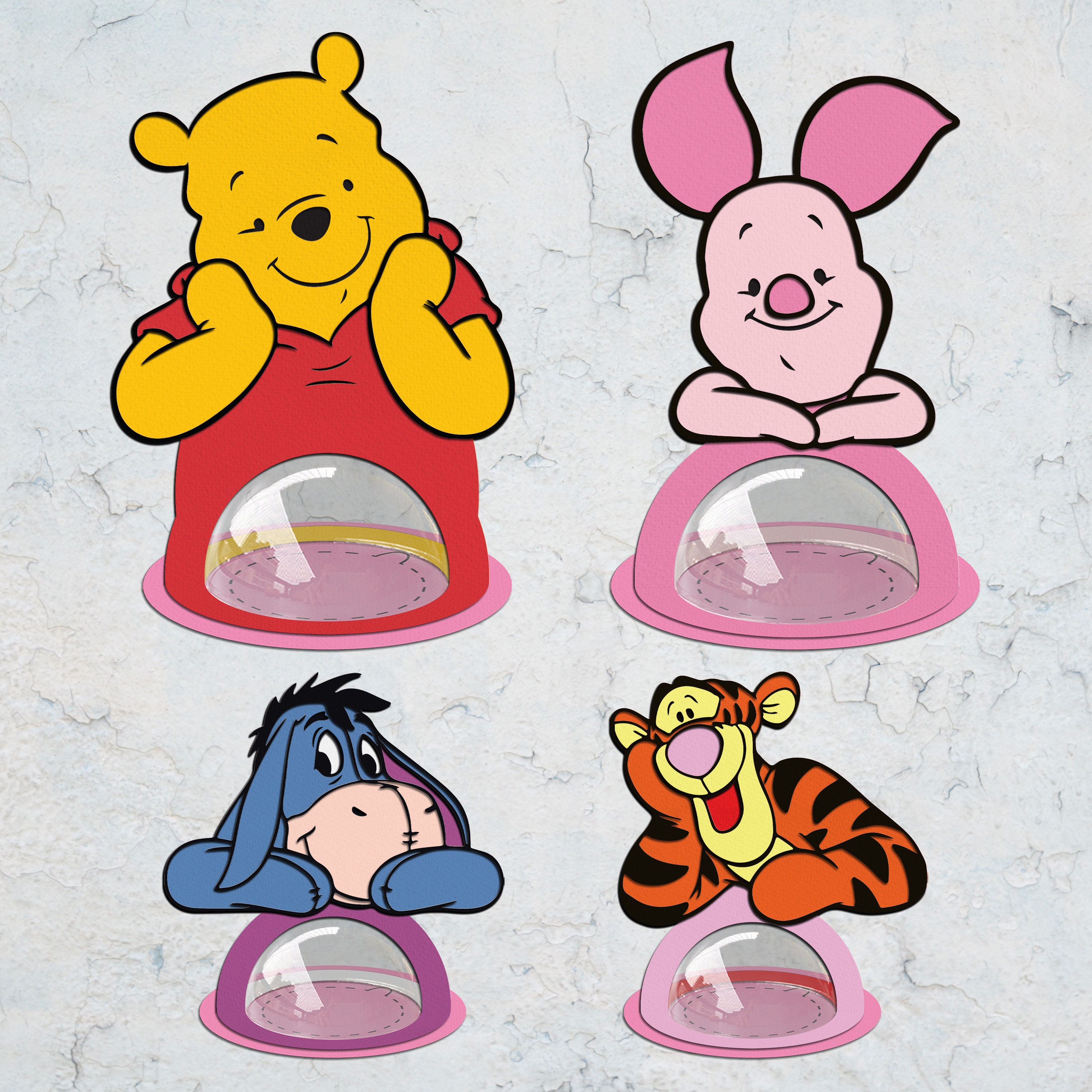 Cartoon Bear and Friends Candy Dome Svg, Cartoon Candy Ornament Svg ...
