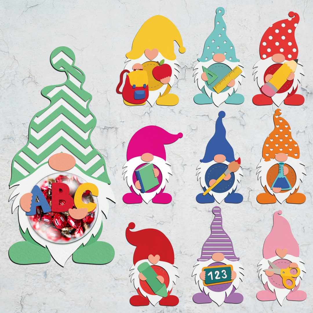 School Gnomes Candy Dome Svg, Gnome School Paper Ornament,gnome Teacher ...