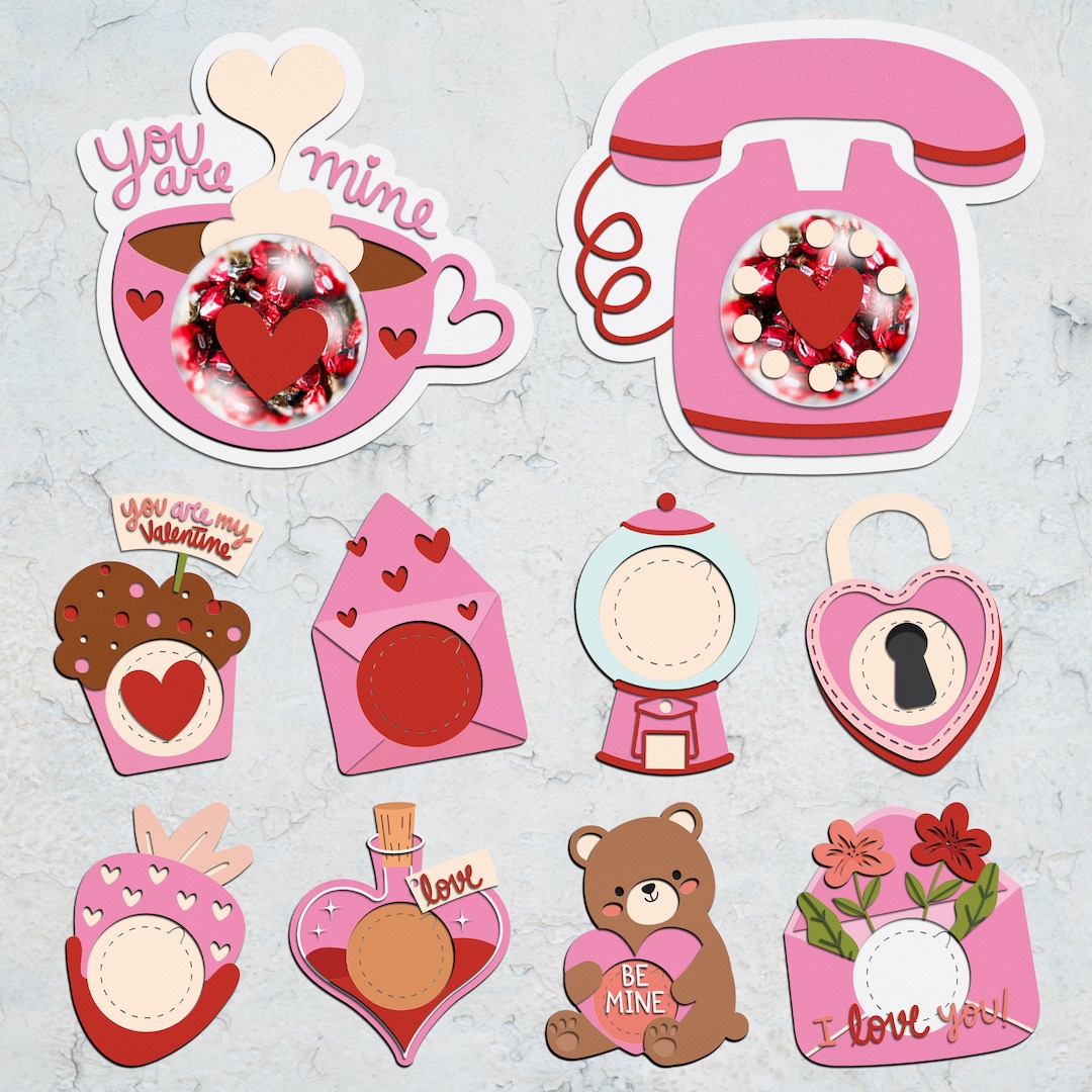 Pink Valentine Heart Candy Dome Svg, Cute Valentine Candy Ornament Svg ...