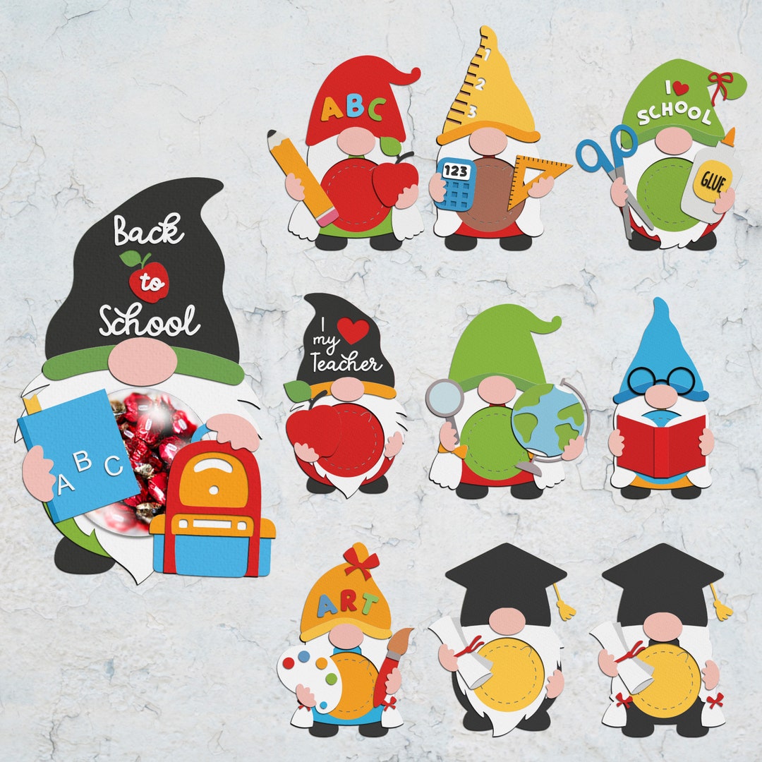 Bundle Gnomes School Candy Dome Svg, Gnome School Paper Ornament, Gnome ...