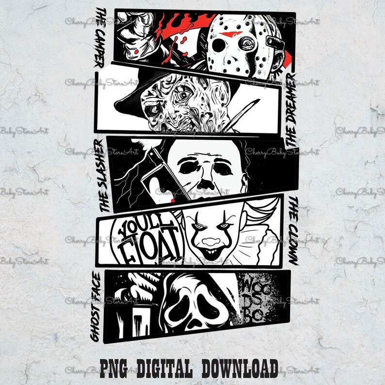 Horror Movie Character PNG Horror Friends PNG Retro - Etsy