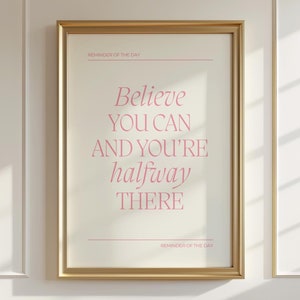 Pink Motivational Poster Minimalist Positive Quote Art Print Saying ...