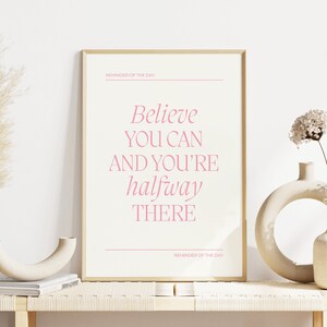 Pink Motivational Poster Minimalist Positive Quote Art Print Saying ...
