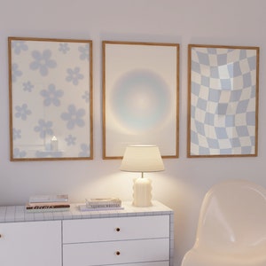 Light Blue Poster Set of 3, Minimalist Room Decor Aesthetic Sky Blue ...