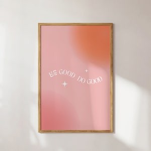Pink Positive Poster, Minimalist Quote Wall Art, Retro Quote Gradient ...