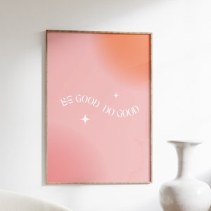 Pink Positive Poster, Minimalist Quote Wall Art, Retro Quote Gradient ...