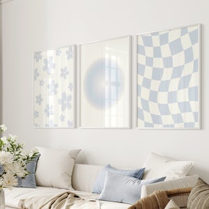 Light Blue Poster Set of 3, Minimalist Room Decor Aesthetic Sky Blue ...