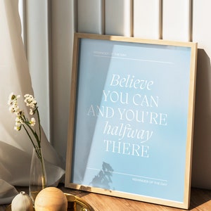Light Blue Wall Art Aesthetic Room Decor Blue, Motivational Quote ...