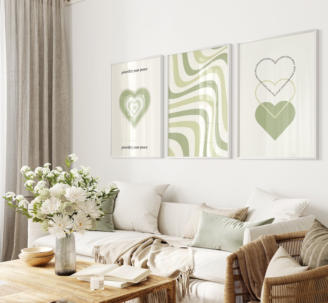 Green Poster Set of 3, Sage Green Wall Art, Room Decor Aesthetic ...