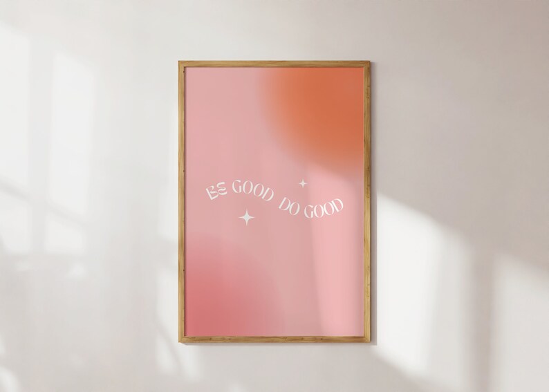 Pink Positive Poster, Minimalist Quote Wall Art, Retro Quote Gradient ...