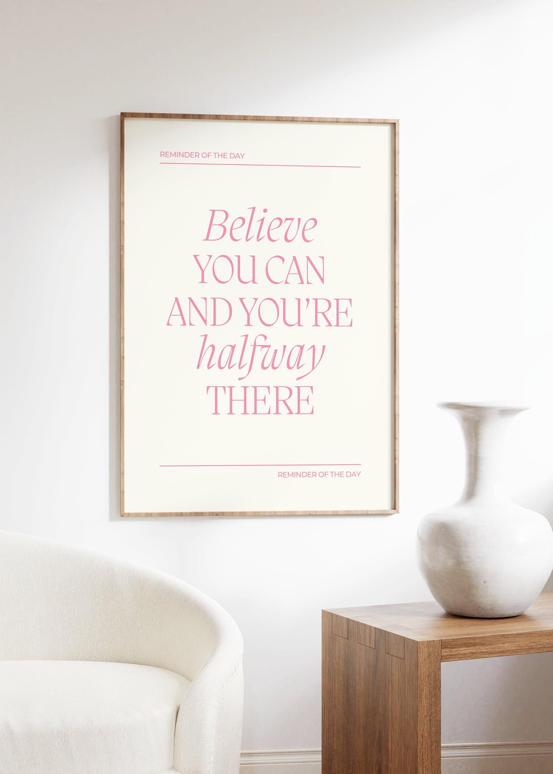 Pink Motivational Poster Minimalist Positive Quote Art Print Saying ...