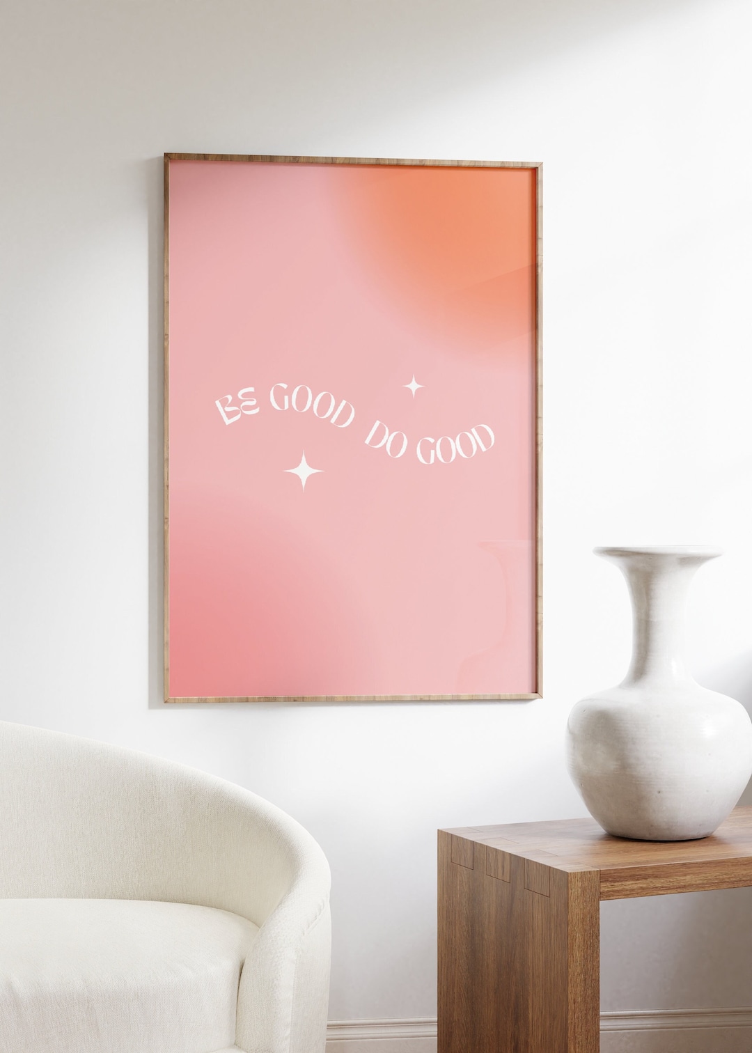 Pink Positive Poster, Minimalist Quote Wall Art, Retro Quote Gradient ...